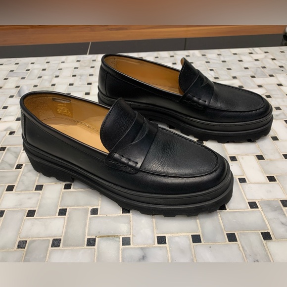 A.P.C. | Shoes | Apc Black Leather Chunkysole Penny Loafers Us Mens 7 ...